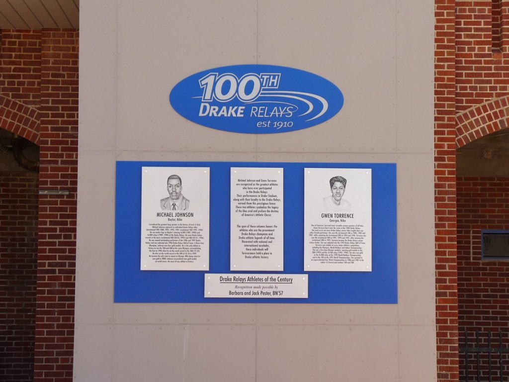 Plaques with portrait artwork grace stadium for 100th Drake Relays ...